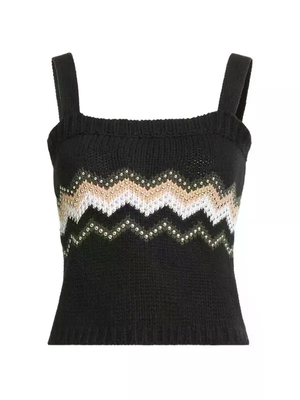 Elie Saab Stud-embellished Knit Top - Black