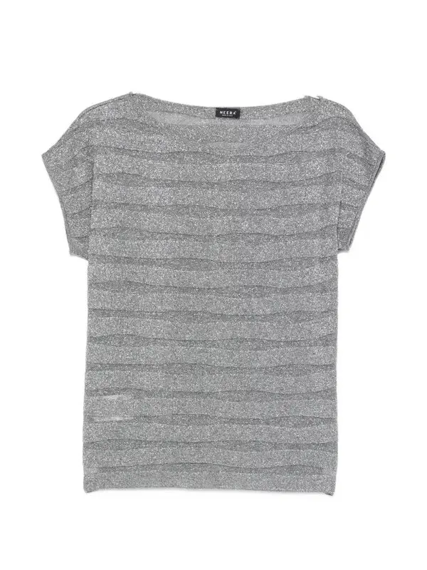 NEERA Lurex Stripe T-shirt - Grey