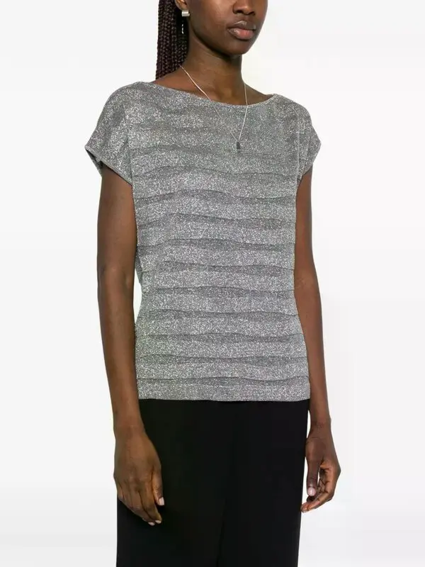 NEERA Lurex Stripe T-shirt - Grey
