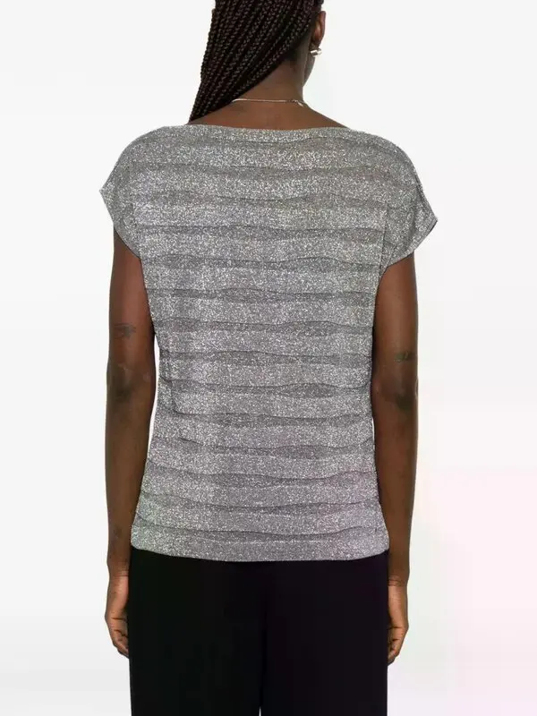 NEERA Lurex Stripe T-shirt - Grey