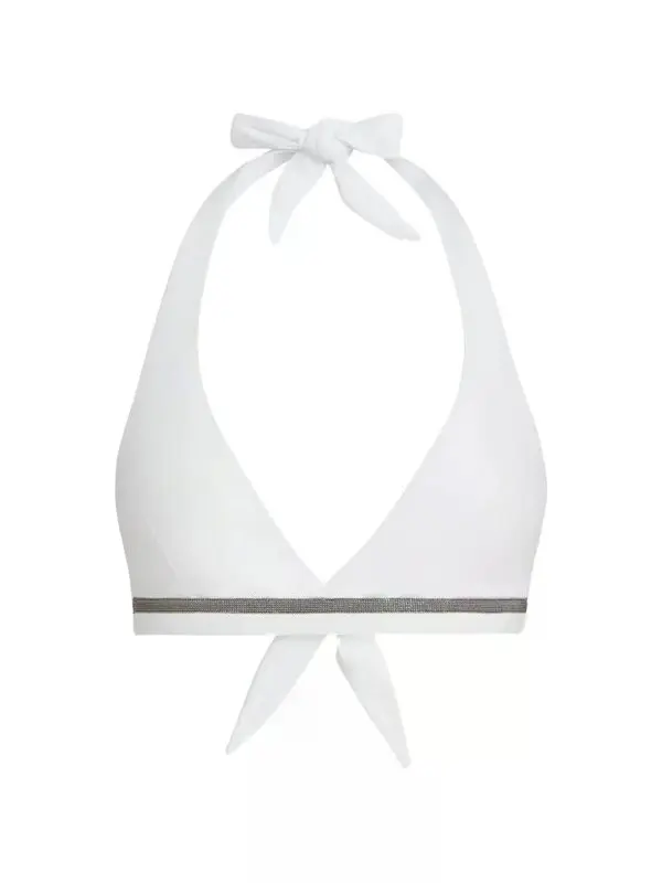 Brunello Cucinelli Techno-jersey Bikini Top With Monili Detail - White