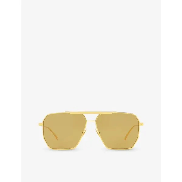 Bottega Veneta Pilot Metal Sunglasses - Gold