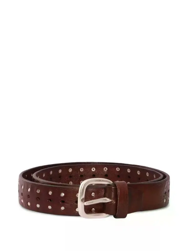 ALBERTO LUTI Studded Leather Belt - Brown