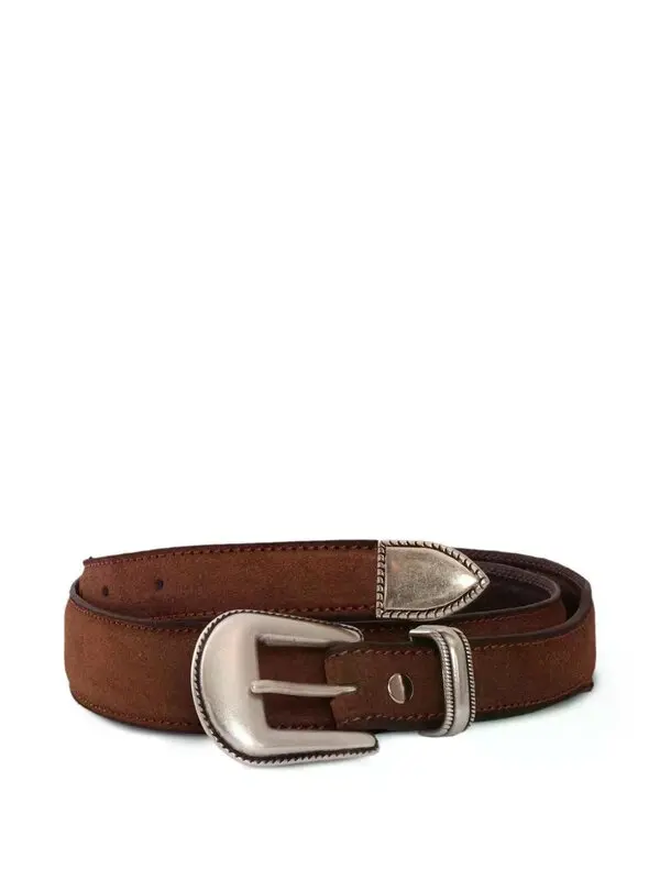 ALBERTO LUTI Stud-embellished Leather Belt - Brown