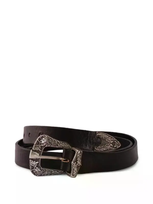 ALBERTO LUTI Laser Leather Belt - Black