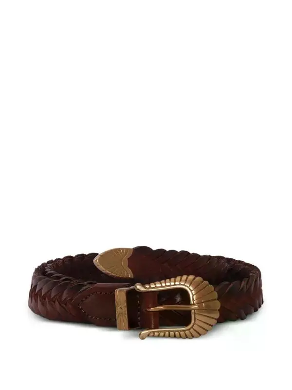 ALBERTO LUTI Braided Leather Belt - Brown