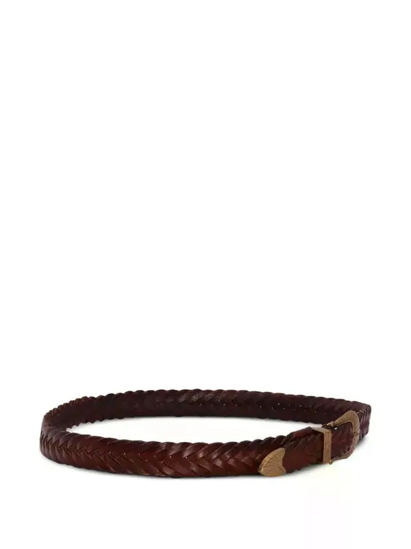 ALBERTO LUTI Braided Leather Belt - Brown