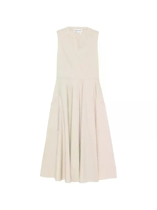 Dkny V-neck Midi Dress With Pockets - Neutrals