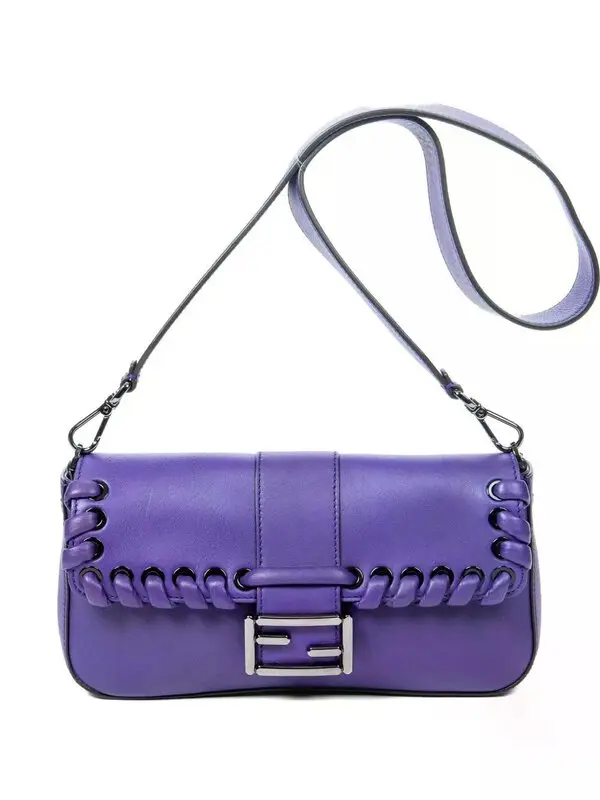 Fendi 2000s Braided Detail Shoulder Bag - Purple