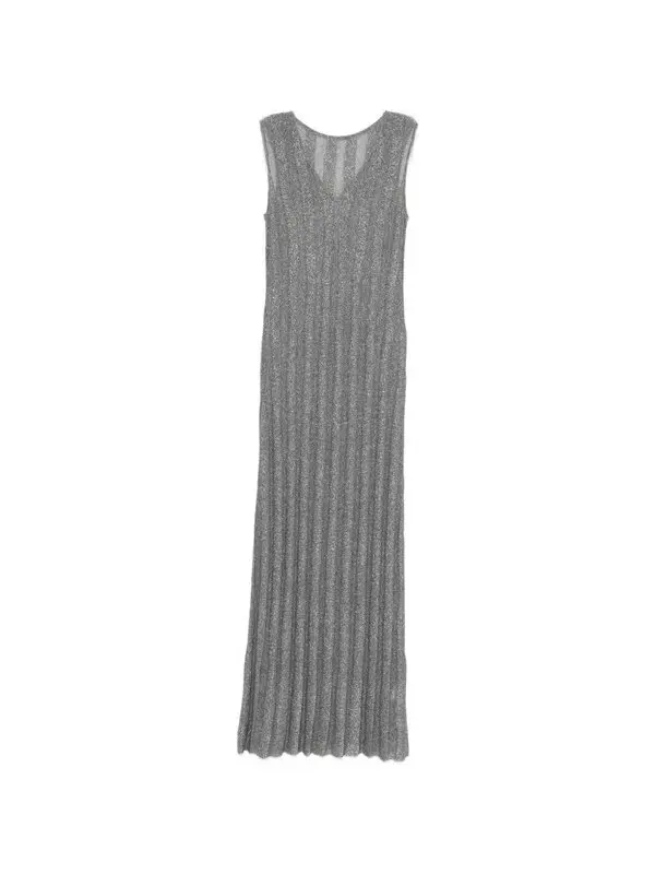NEERA V-neck Pleated Dress - Grey