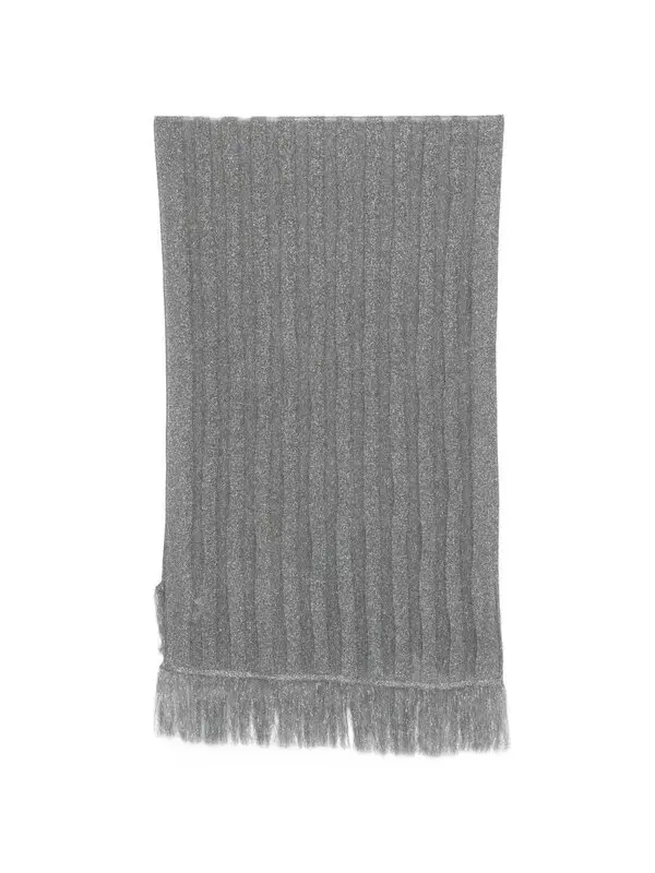 NEERA Fringed Lurex-detail Scarf - Grey