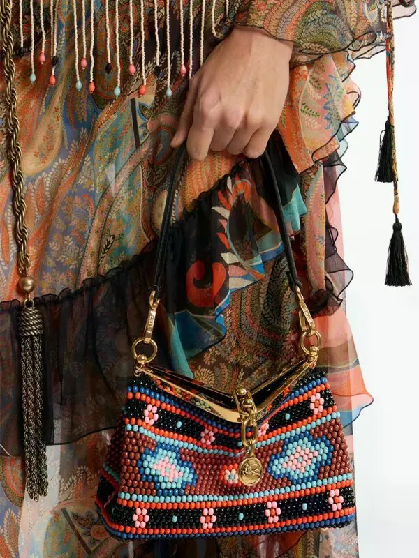 Etro Small Vela Bag With Bead Embroidery - Brown