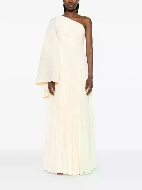 Solace London Maci Pleated One-shoulder Maxi Dress - Yellow