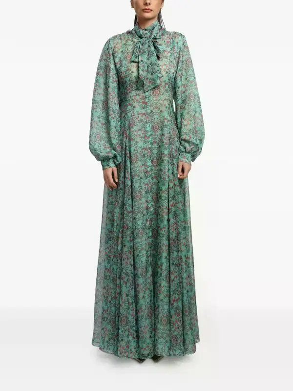 MIAU BY CLARA ROTESCU Riyadh Floral-print Maxi Dress - Green