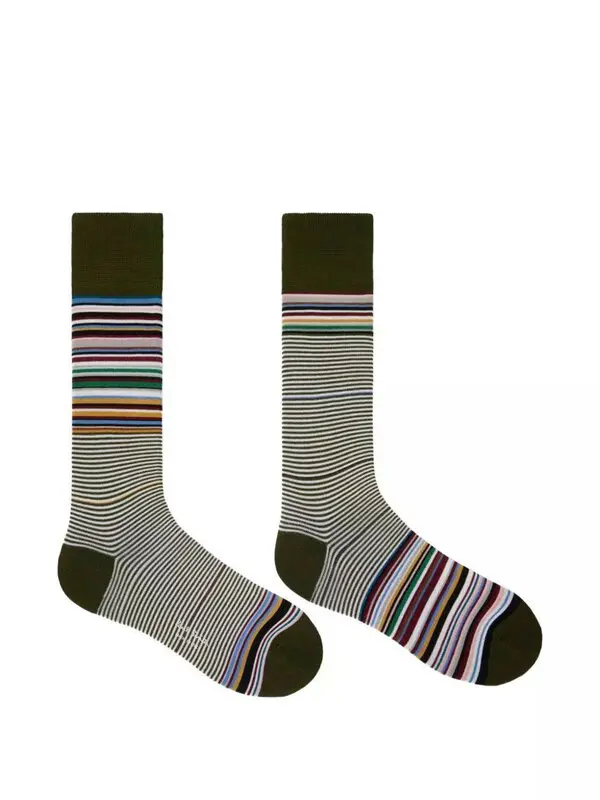 Paul Smith Striped Ribbed Socks - Green