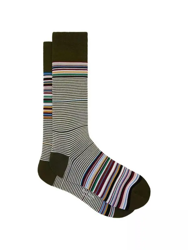 Paul Smith Striped Ribbed Socks - Green