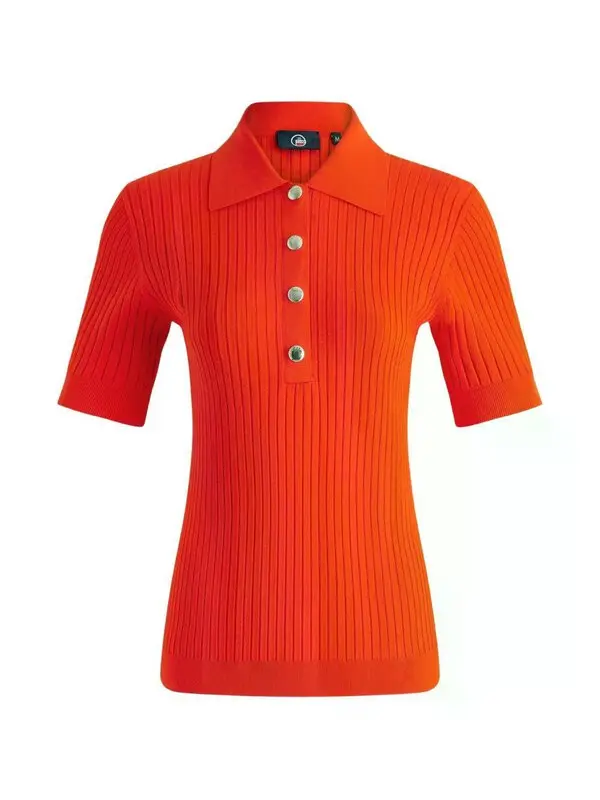 Fusalp Vera Ribbed Polo Top - Orange