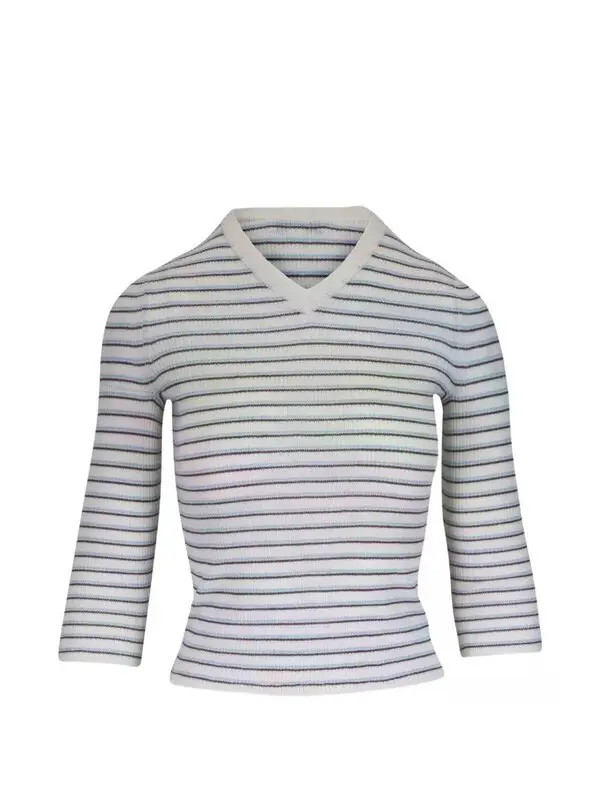Vince Striped V-neck T-shirt - Neutrals
