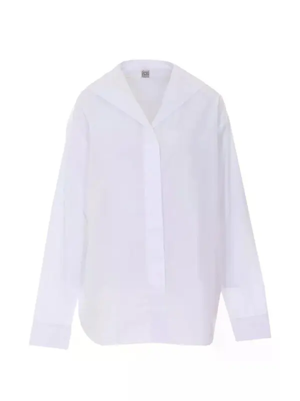 TOTEME Classic Collar V-neck Shirt - White