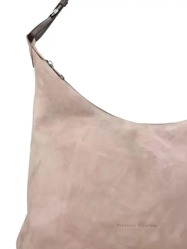 Brunello Cucinelli Leather Shoulder Bag With Zip Closure - Neutrals