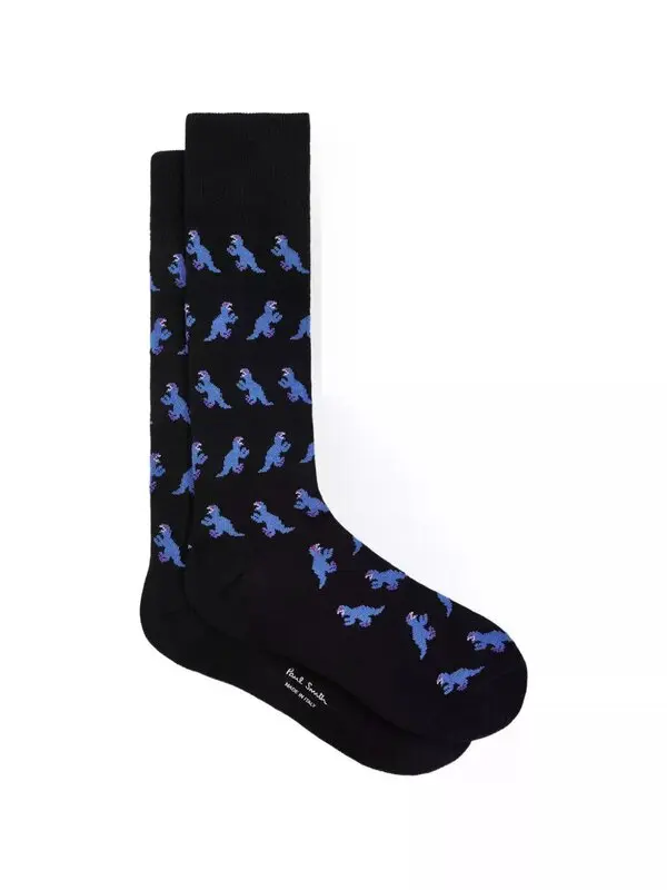 Paul Smith Dinosaur Patterned Socks - Black