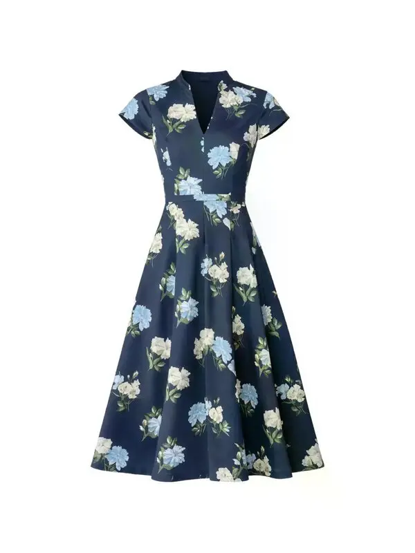 Sachin & Babi Floral A-line Midi Dress - Blue