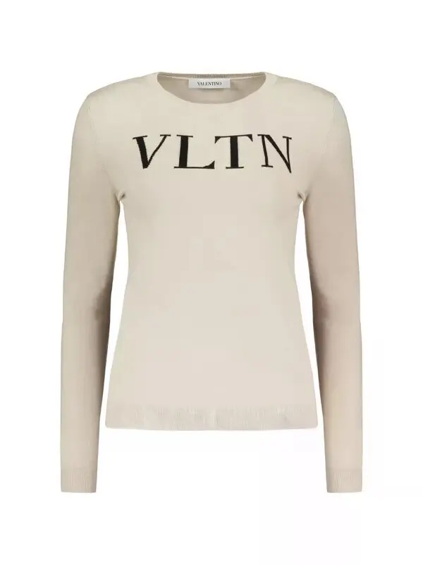 Valentino Garavani Logo-intarsia Crew-neck Sweater - Neutrals