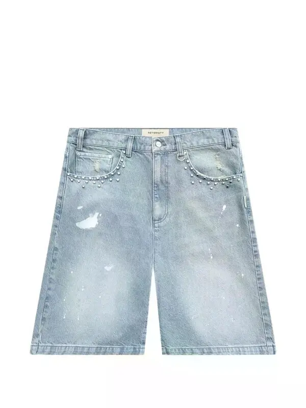 RETERNITY Studded Denim Shorts - Blue