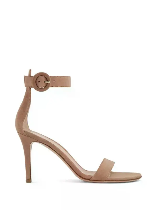 GIANVITO ROSSI Buckle Strap Suede Pumps - Neutrals