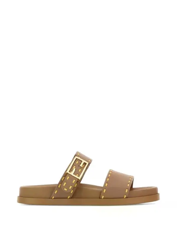 Fendi Feel Buckle Slippers - Brown