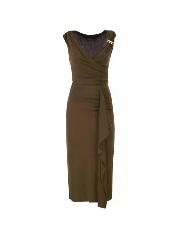 Max Mara Aureo Draped Midi Dress - Brown