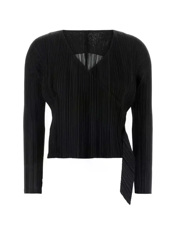 Issey Miyake Facade Pleated V-neck Cardigan - Black