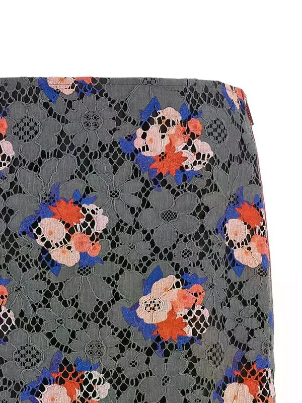 Fendi Floral-pattern Lace Midi Skirt - Grey
