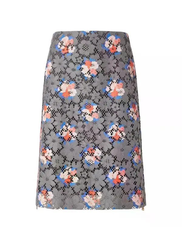 Fendi Floral-pattern Lace Midi Skirt - Grey