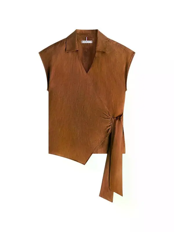 Tommy Hilfiger Wrap-front Sleeveless Top - Brown