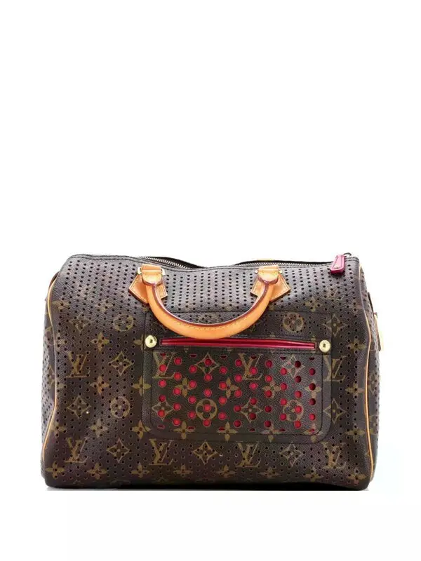LOUIS VUITTON Speedy Handbag Perforated Monogram Canvas 30 Satchel - Brown