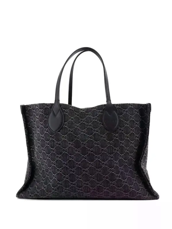 Gucci Ophidia Shopper Gg Denim Large Tote Bag - Black