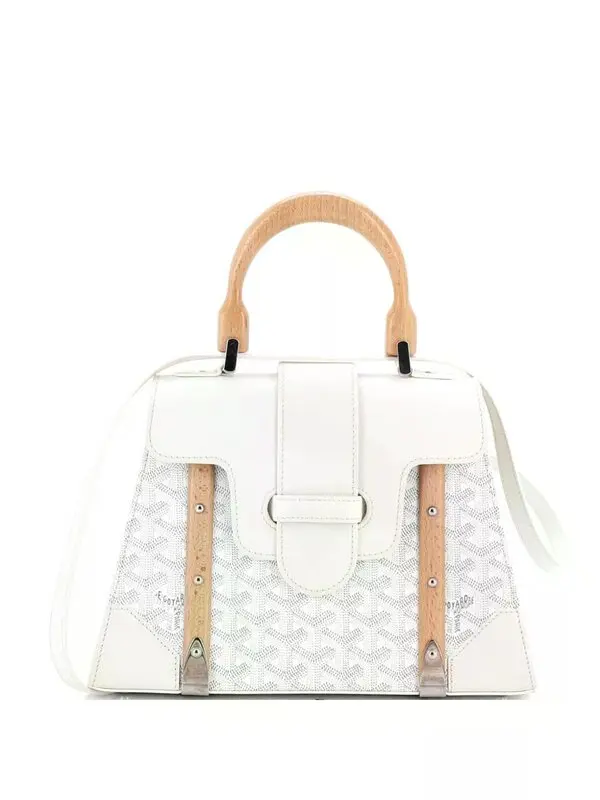Goyard Saigon Top Handle Bag Coated Canvas With Leather Pm Satchel - White