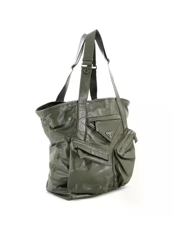 Prada Triple Front Pocket Leather Tall Tote