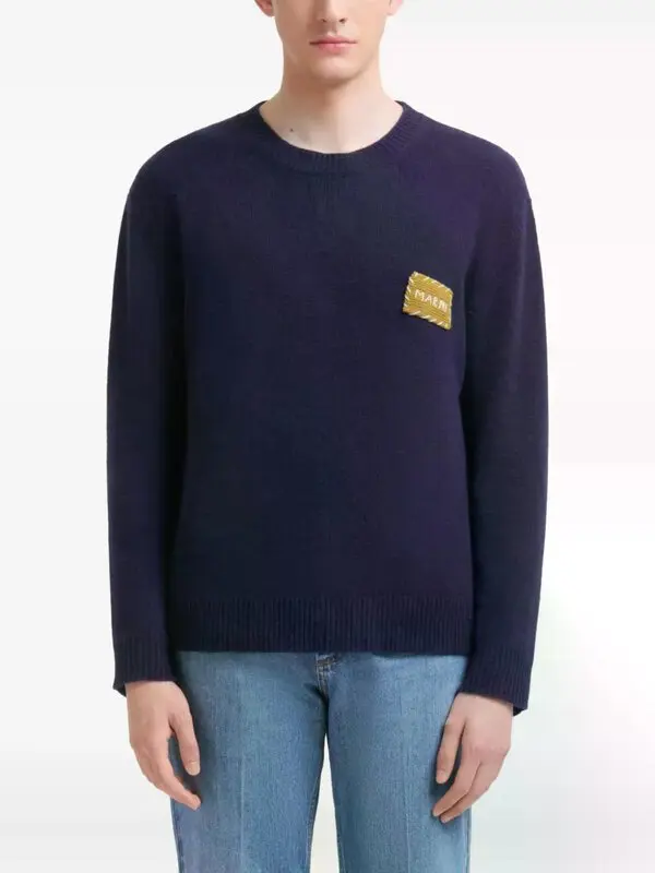 Marni Logo-patch Cashmere Sweatshirt - Blue