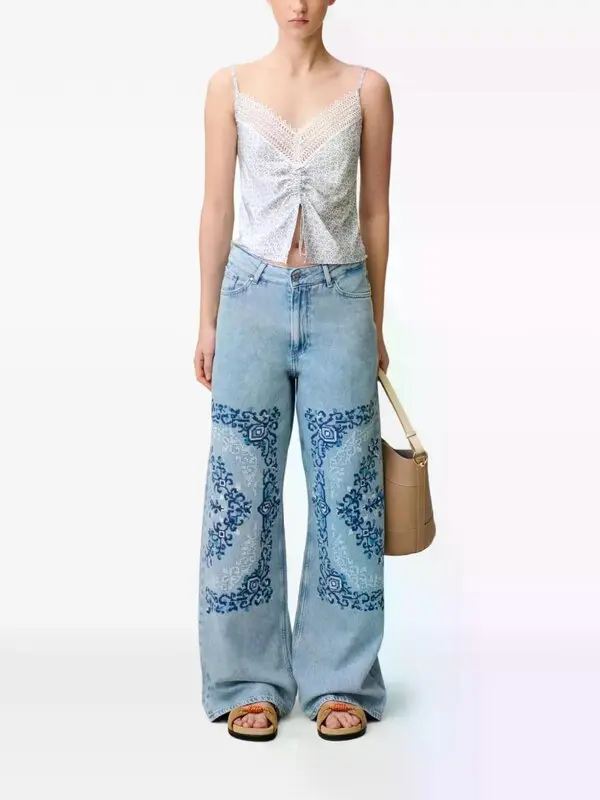 Claudie Pierlot Embroidered Wide-leg Jeans