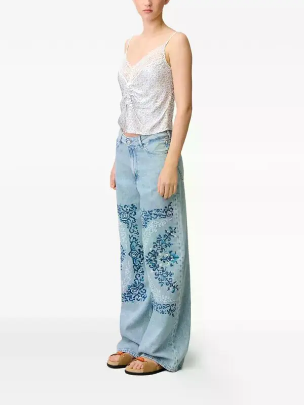 Claudie Pierlot Embroidered Wide-leg Jeans