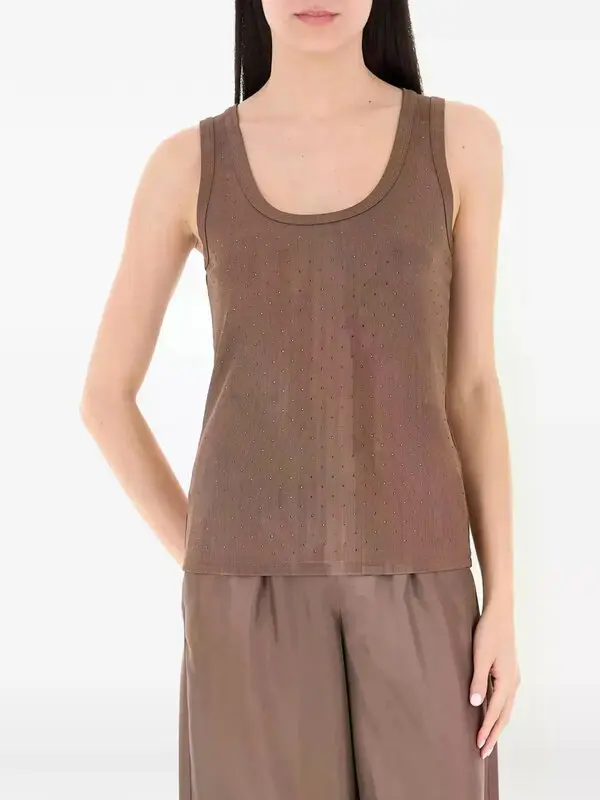 Marella Sleeveless Embellished Tank Top - Brown