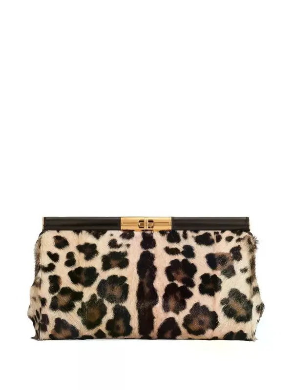 Dolce & Gabbana Marlene Leopard-print Chain Clutch - Neutrals