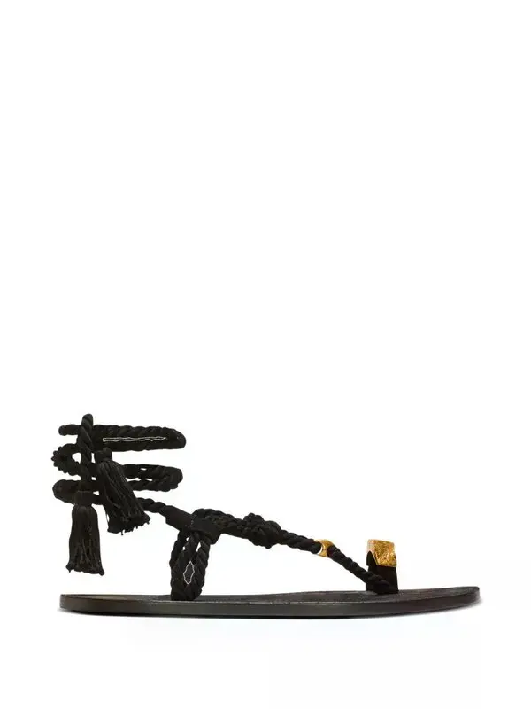 Balmain Rope Flat Sandals - Black