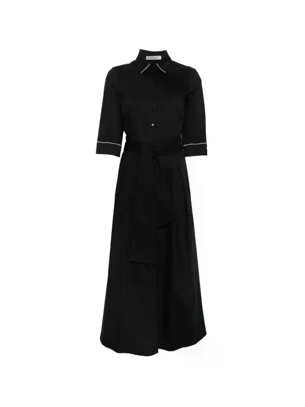 D.exterior Belted Midi Dress - Black