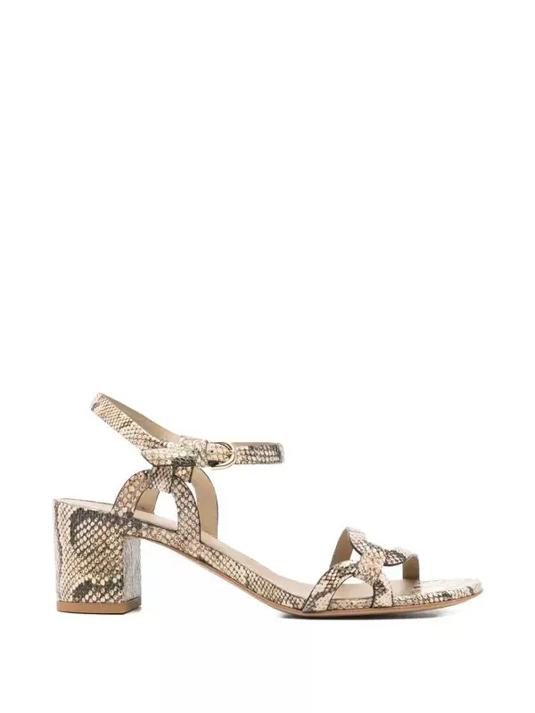 DEL CARLO Printed Snakeskin Knot Sandals - Neutrals