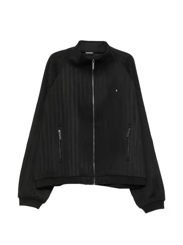 MADFRENZY Striped Zip Jacket - Black