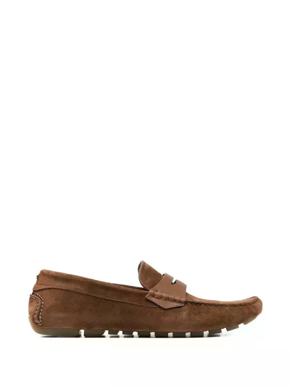 Canali Panel Leather Loafer - Brown