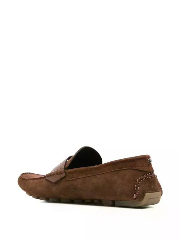 Canali Panel Leather Loafers - Brown